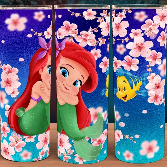 Dining | Ariel Chibi Little Mermaid With Flounder Tumbler Cup Mug ...